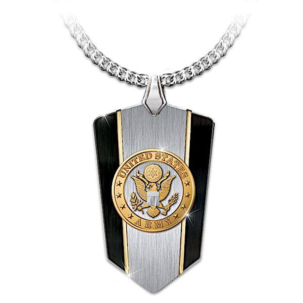 Jewelry :: U.S. Army Shield Pendant Stainless 24K Gold-Plated Necklace ...