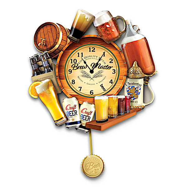 HOME DECOR :: Brew Time Sculptural Wall Clock With Realistic Glassware ...